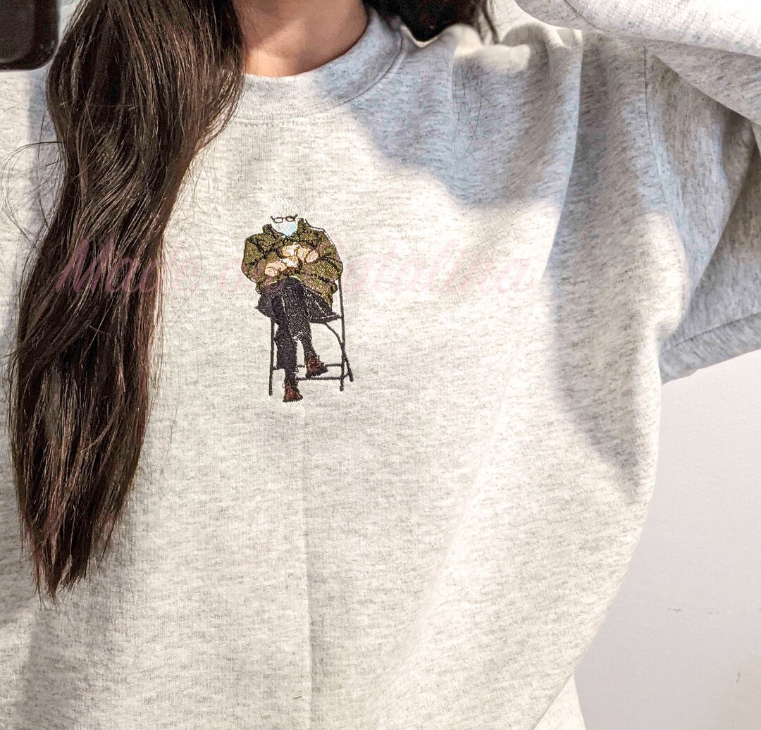 Embroidered Bernie Sanders Inauguration 2021 Sweatshirt | Grey Bernie ...