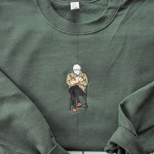 Embroidered Bernie Sanders Inauguration 2021 Sweatshirt | Grey Bernie ...