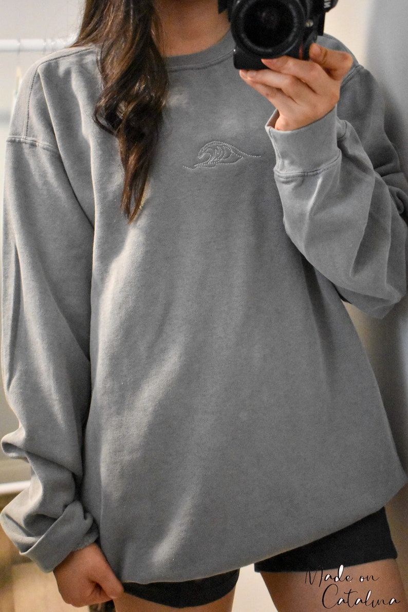 Embroidered Ocean Wave Sweatshirt Comfort Colors Crewneck - Etsy