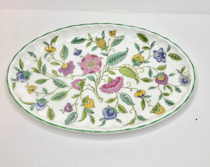 MINTON Floral Design Plate Made in England Vintage 1960's Minton Bone ...