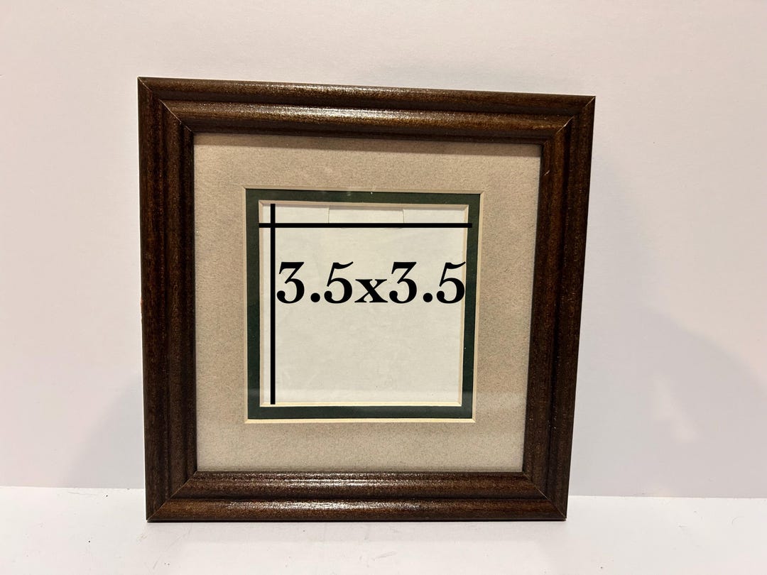 Lovely Brown Wood Square Picture Frame 6"x6" Matted to 3.5"x3.5 ...