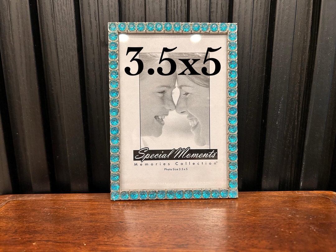 Lovely Sky Blue Rhinestones Picture Frame 3 1/2x5 1/2 Topaz Crystals ...