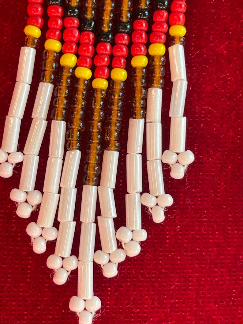 Lovely Native American Seed Beads Thunderbirds Fringe Earrings - Etsy