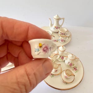 Vintage Miniature Porcelain TEA SET Kid's Tiny Tea Set Hand Painted ...