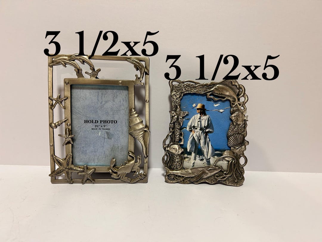 Vintage Pewter Sea World Picture Frame: 3.5"x5" Travel Photo Display - Etsy