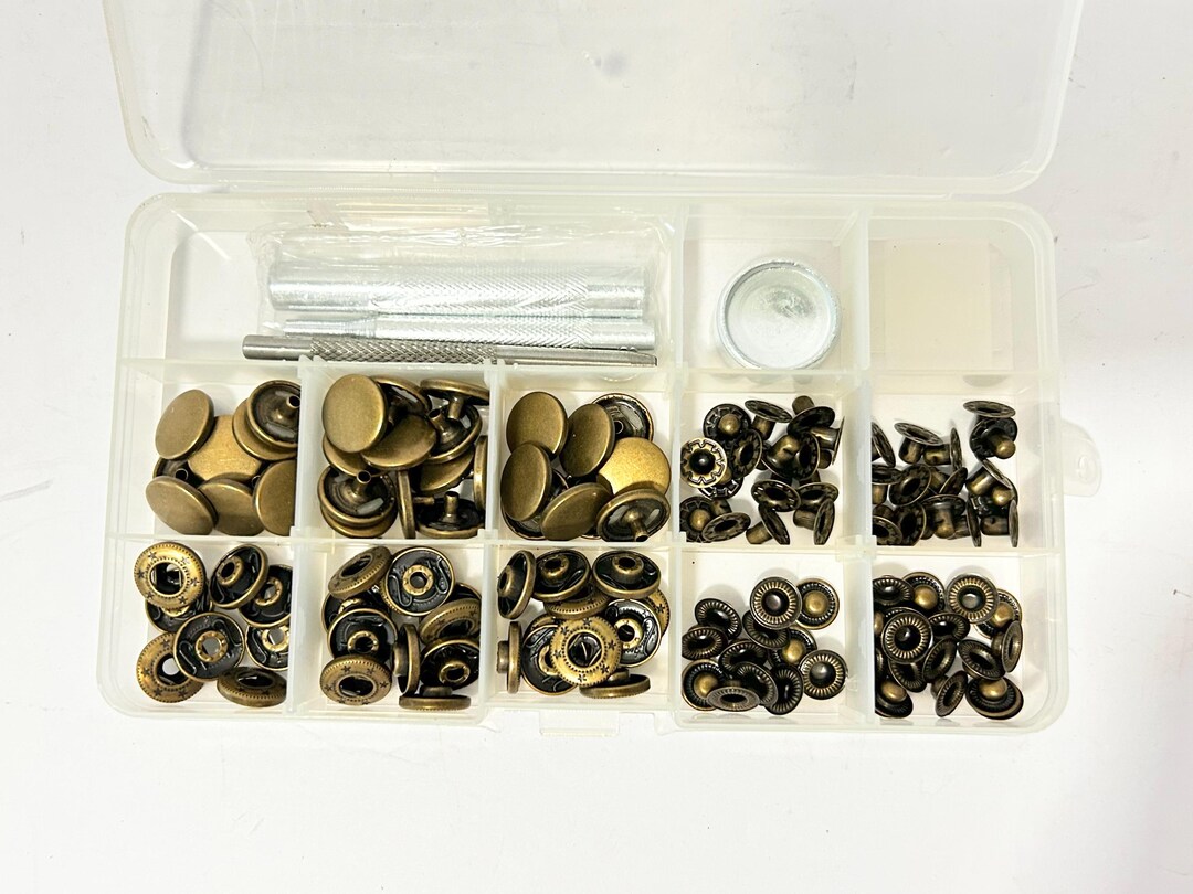 Antique Style Brass Snap Fastener Kit – 120 Set Rivet Snaps With Setter ...