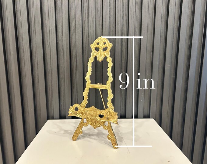 Lovely Ornate Gilded Brass BAROQUE EASEL 9 H Picture Hold Frame Stand ...