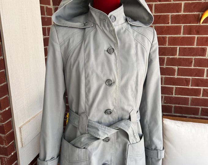 Vintage UTEX Gray Trench Coat – Long Belted Raincoat – Classic 80s 90s ...
