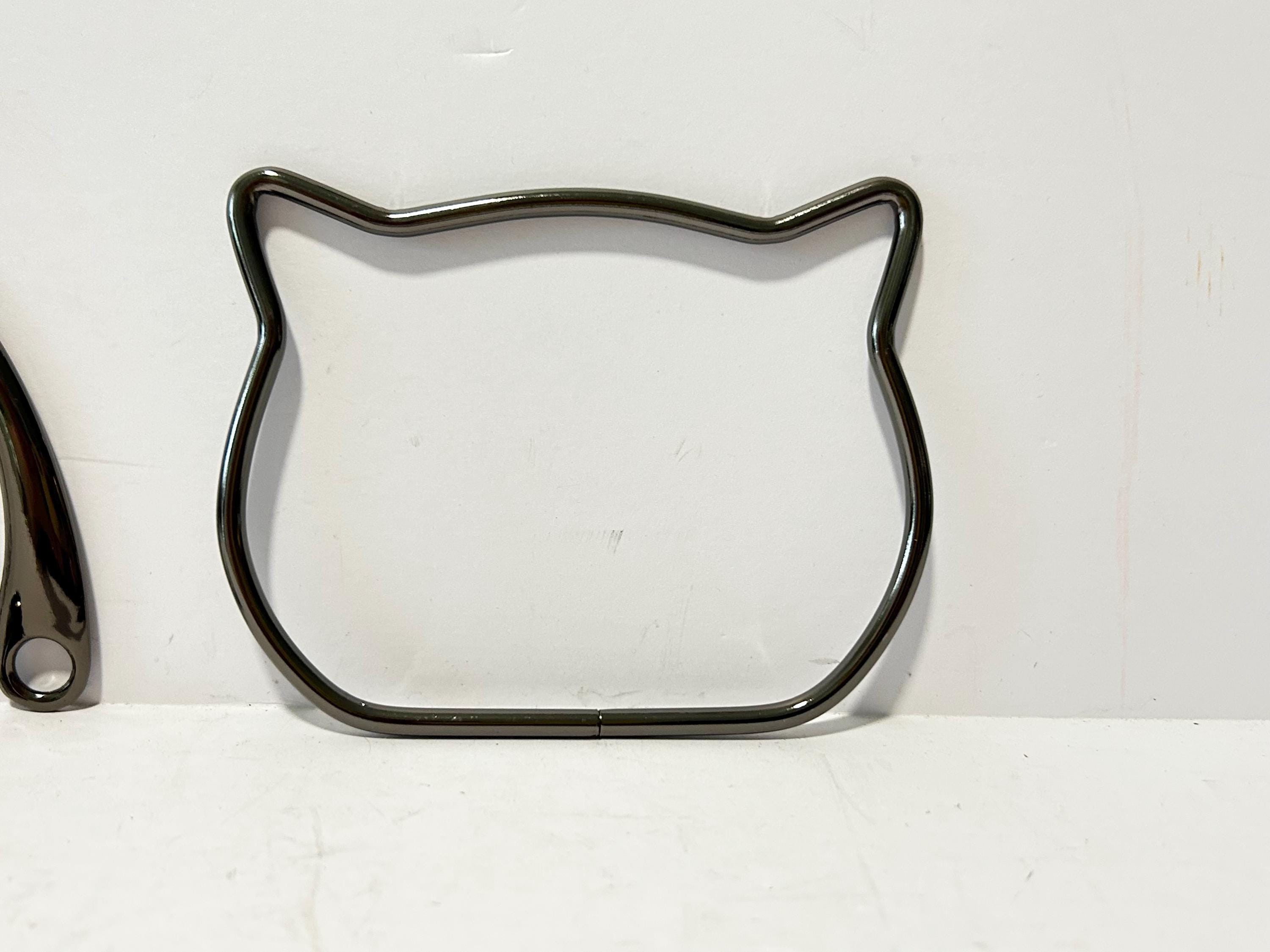 Cat Face & U-shape With D-rings Purse Handles Black Metal Cat Face U ...