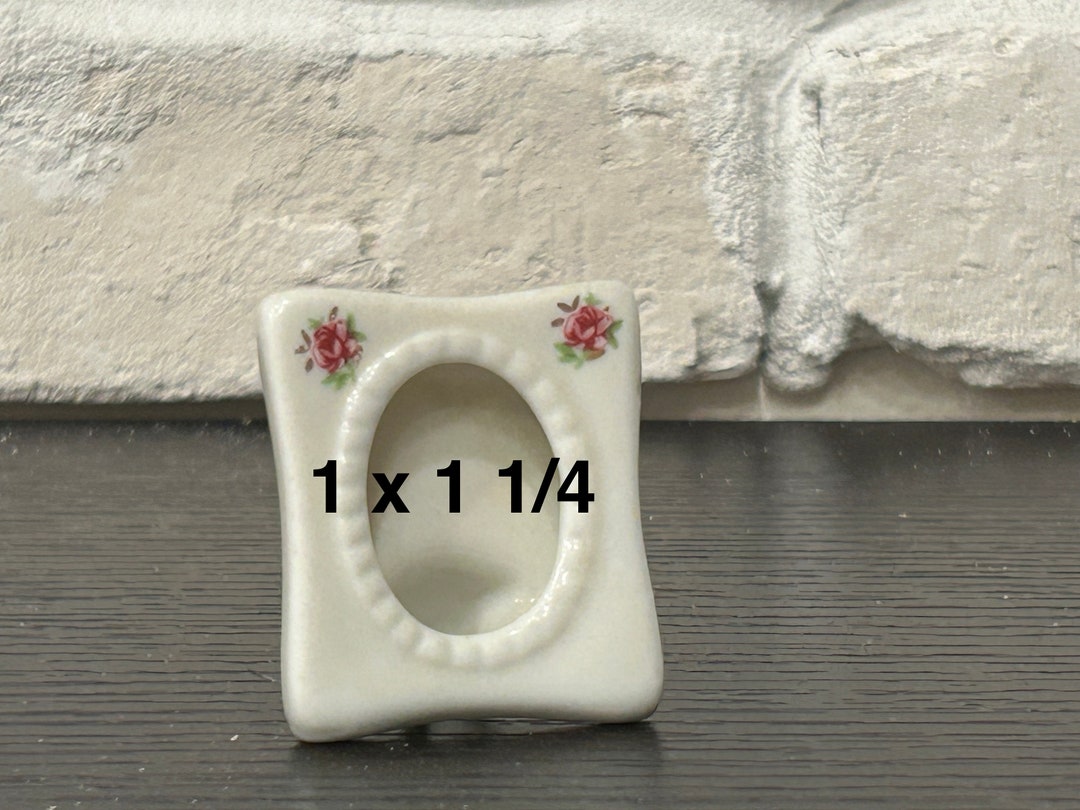 Lovely Small Porcelain Picture Frames 1x1 1/4 Pink Roses Miniature Oval ...