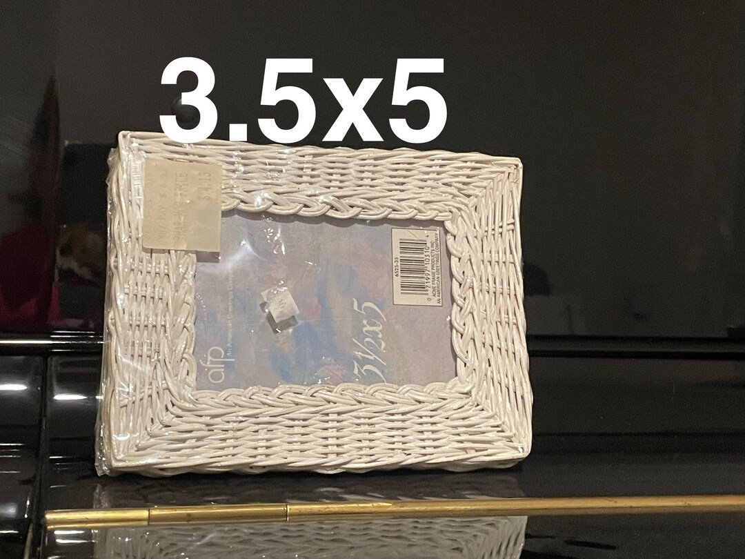 White Wicker Picture Frame 3.5 X 5 Wicker Home Decor Boho Photo Frame ...