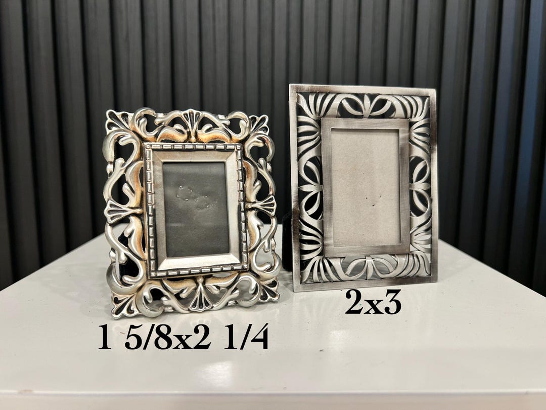 Lovely Silver Metal Mini Picture Frame Small Ornate Desk Photo 2x3 ...