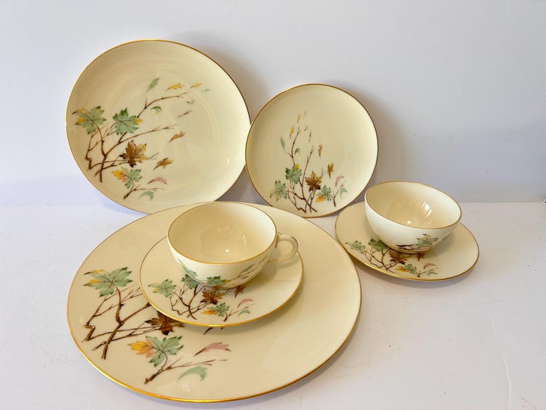 Vintage Lenox Westwind China Set 1940s Floral Tea Set, Set of 7, Gold ...