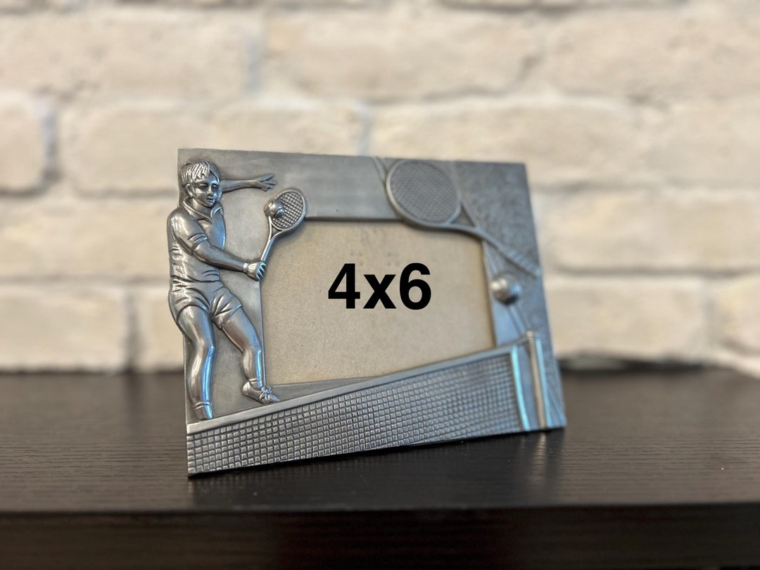 3D Heavy Pewter TENNIS Picture Frame 4" X 6" - Desk Memory Photo Frame ...