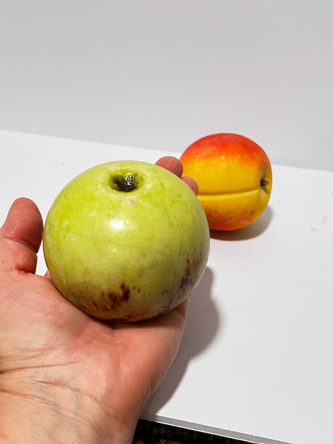 Natural Stone Apple & Peach: Life-size Farmhouse Kitchen Decor - Etsy
