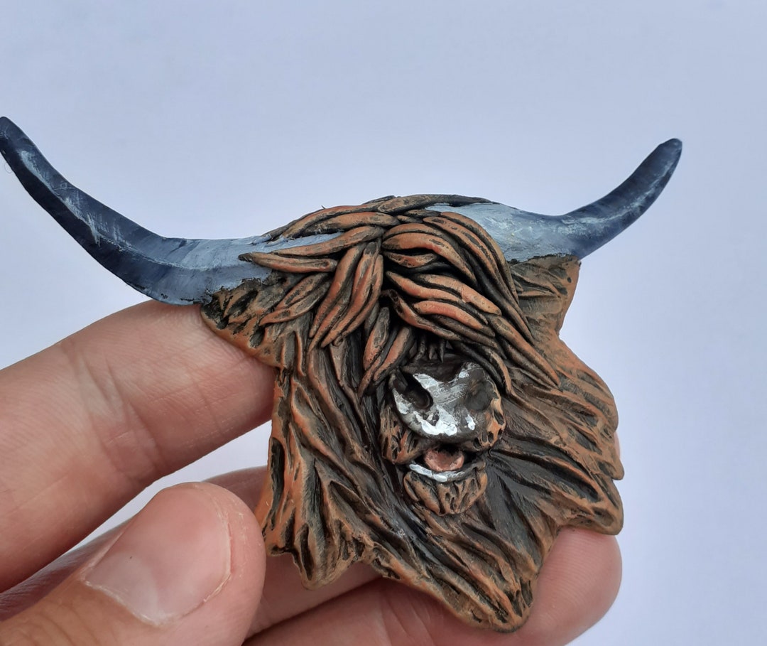 Highland Cow "carrie" Mini Fridge Magnet Sculpture - Etsy