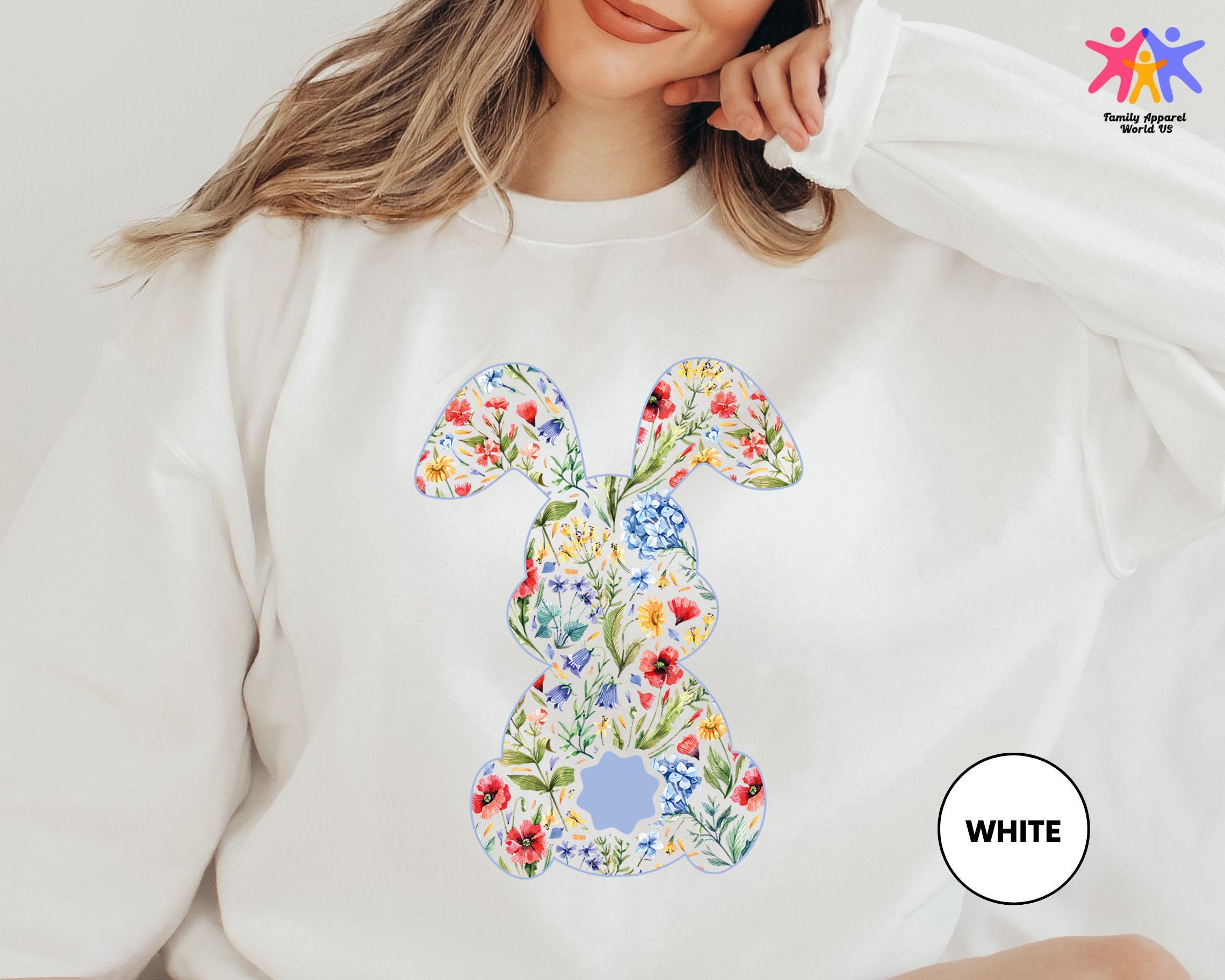 Rabbit Sweatshirt, Floral Bunny Sweater, Easter Sweatshirt, Spring ...