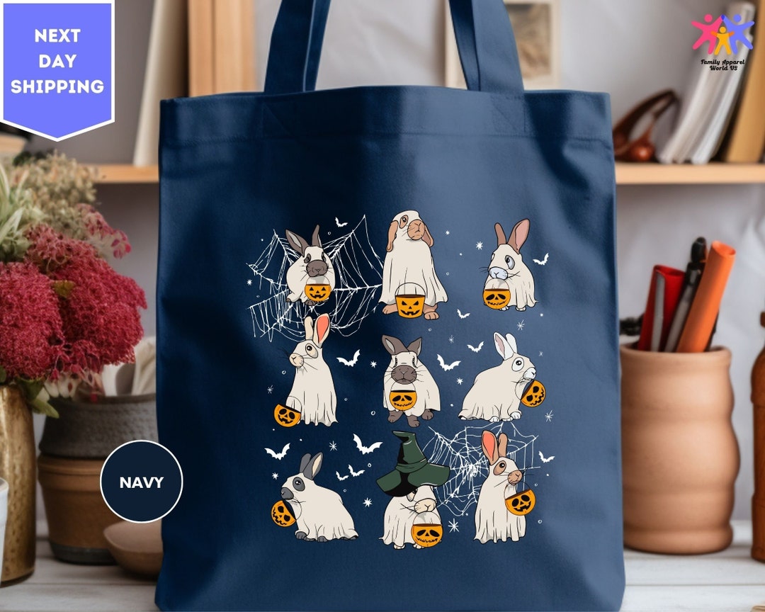 Ghost Bunny Tote Bag, Cute Rabbit Ghost, Spooky Rabbits, Rabbit Lovers ...