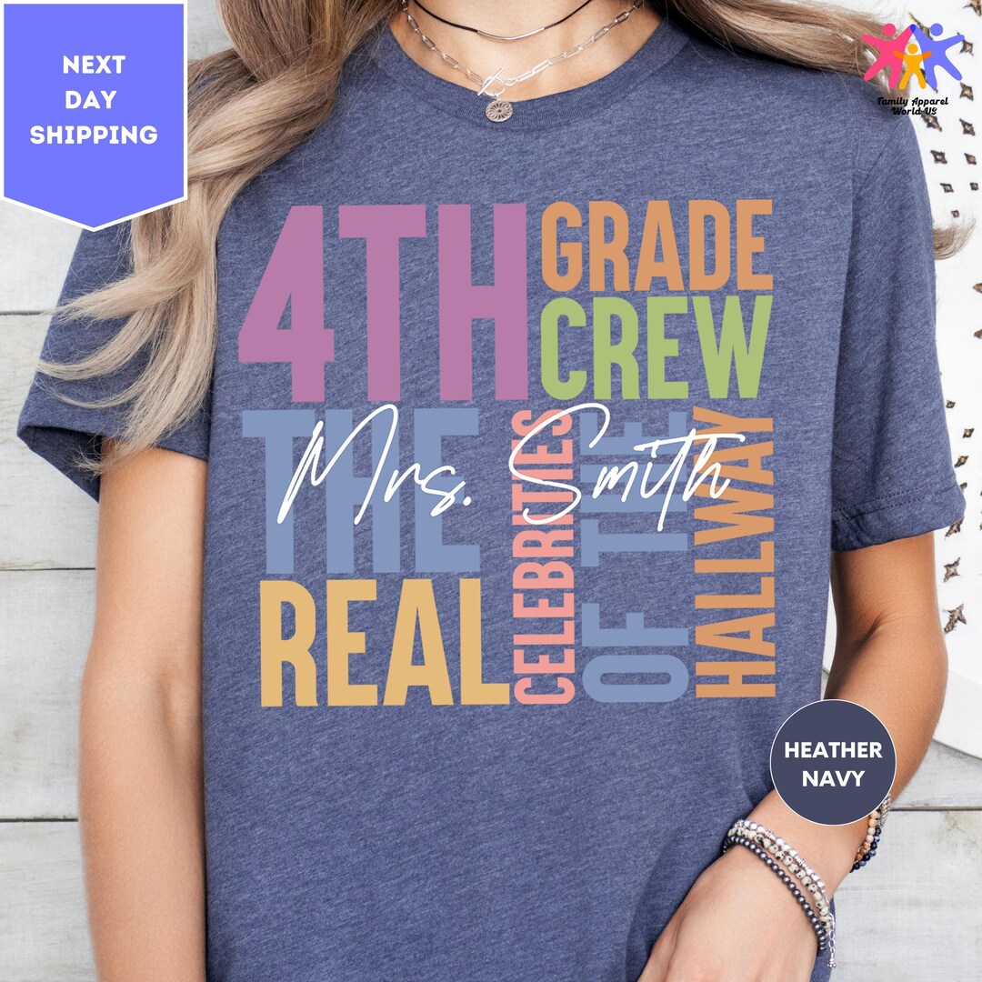Custom 4th Grade Teacher Shirt, Fourth Grade Teacher Crew Shirt, First ...