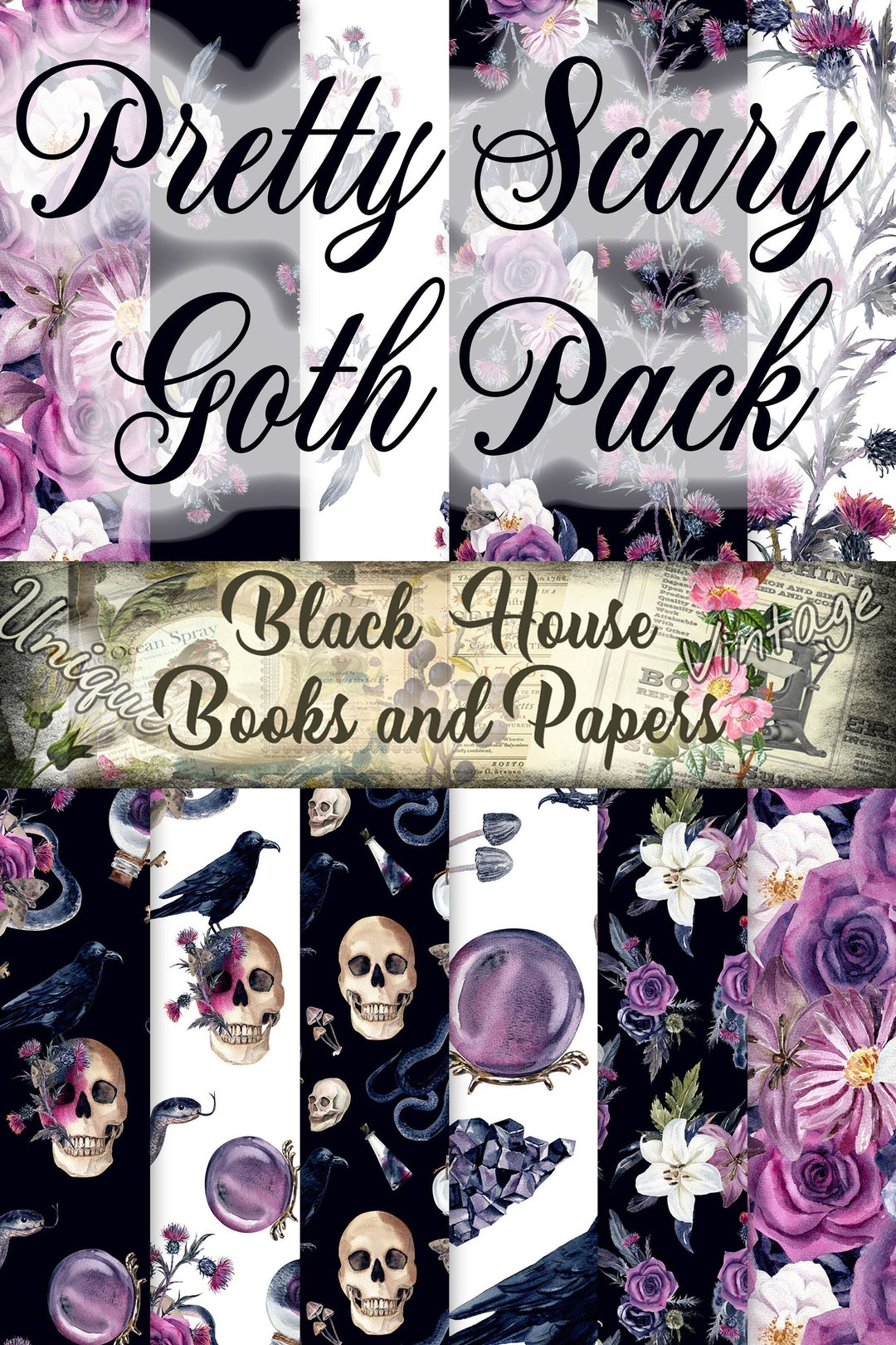Pretty Scary Scrapbook Paper Decorative Paper Halloween Goth Tear ...