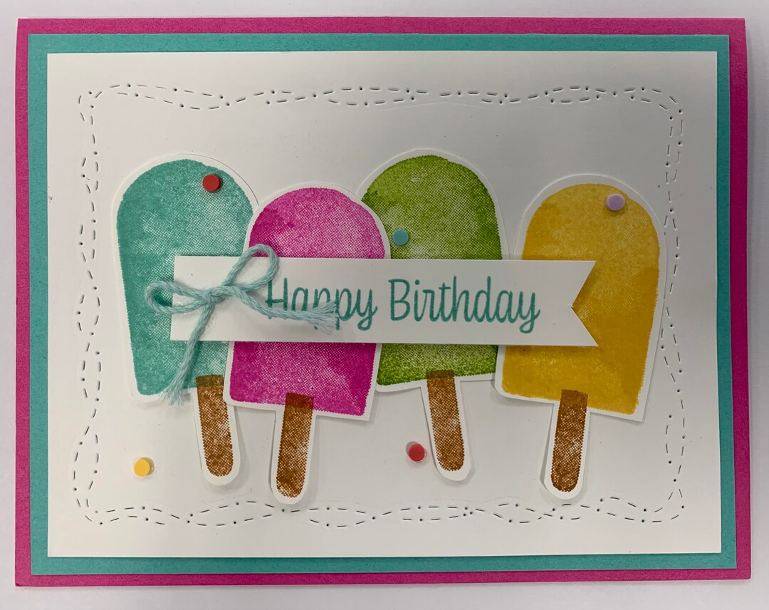 Popsicle Happy Birthday Card - Etsy