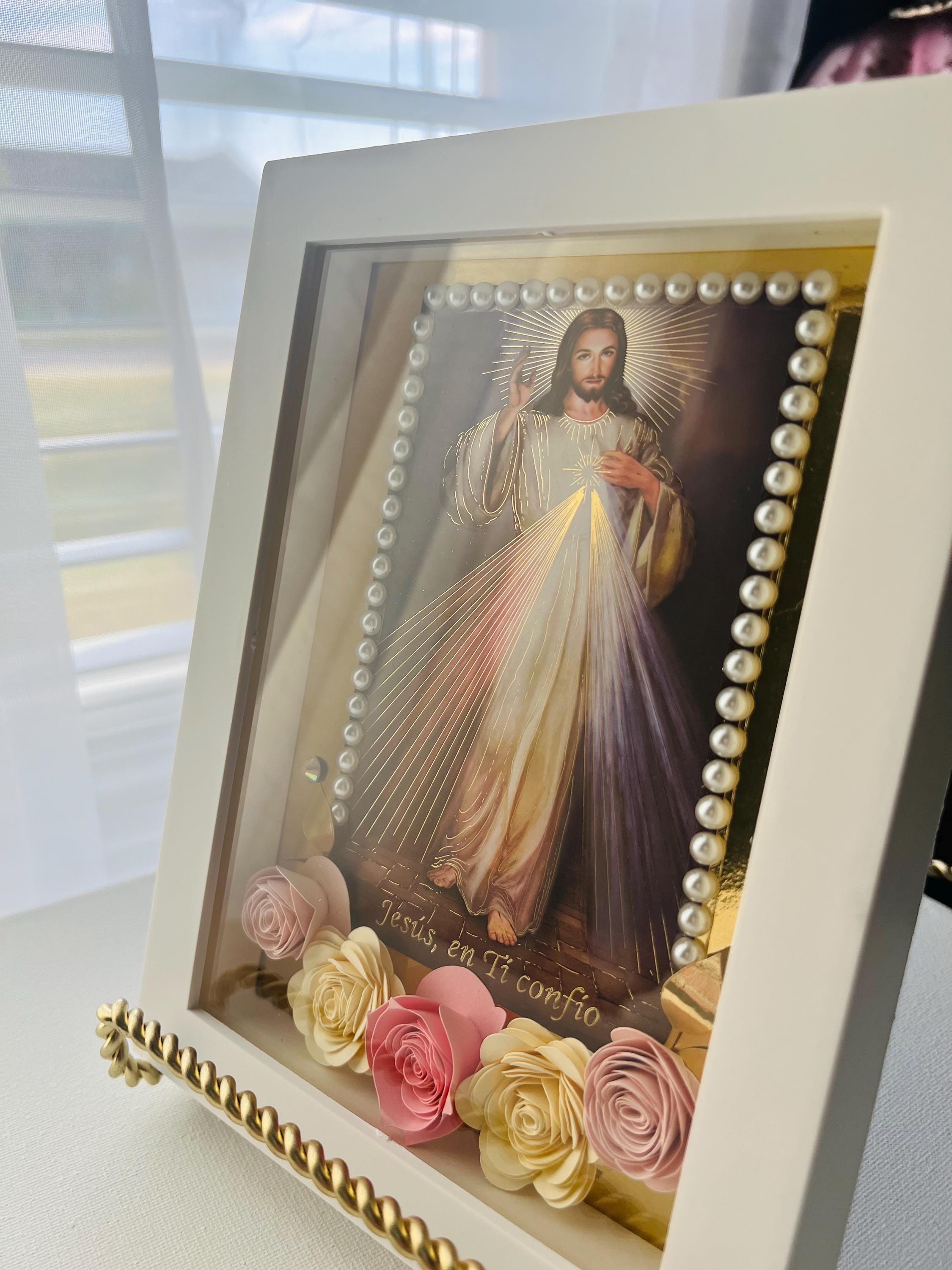 6x8 Inches Jesus Christ Frame With Paper Flowers Wall Decoration - Etsy