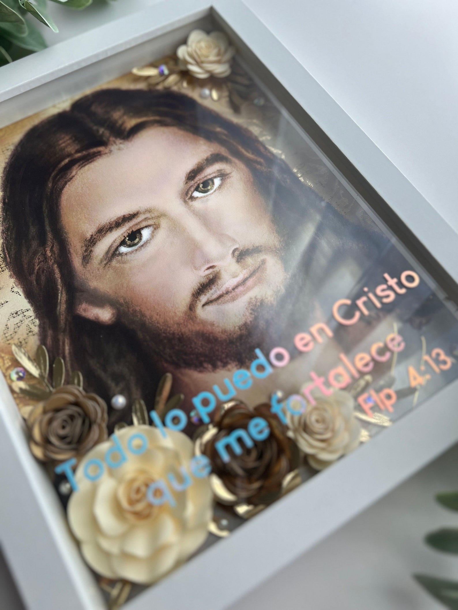 9x11 Jesus Christ Frame With Paper Flowers - Etsy
