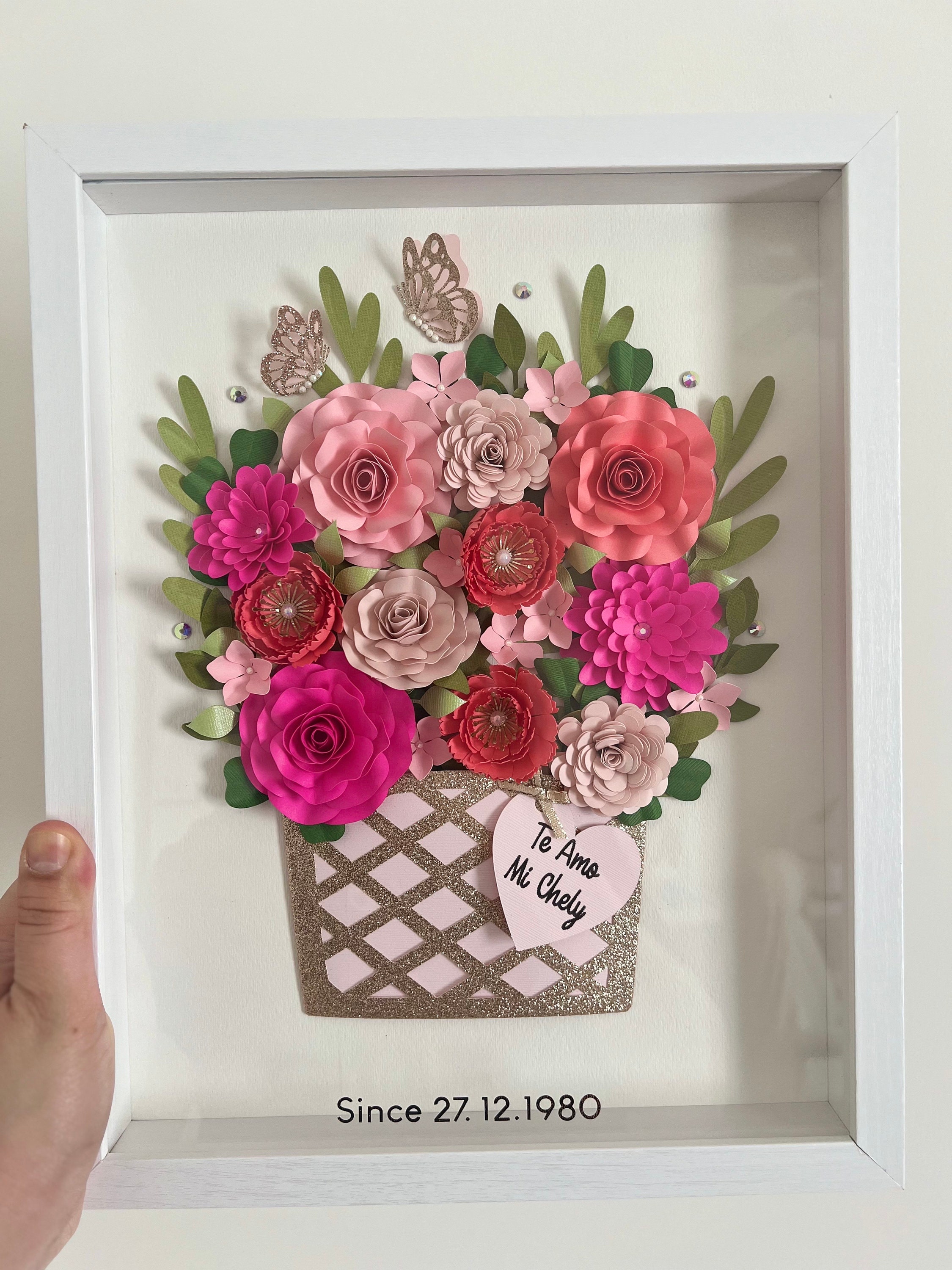 Paper Flowers Bouquet Shadow Box - Etsy