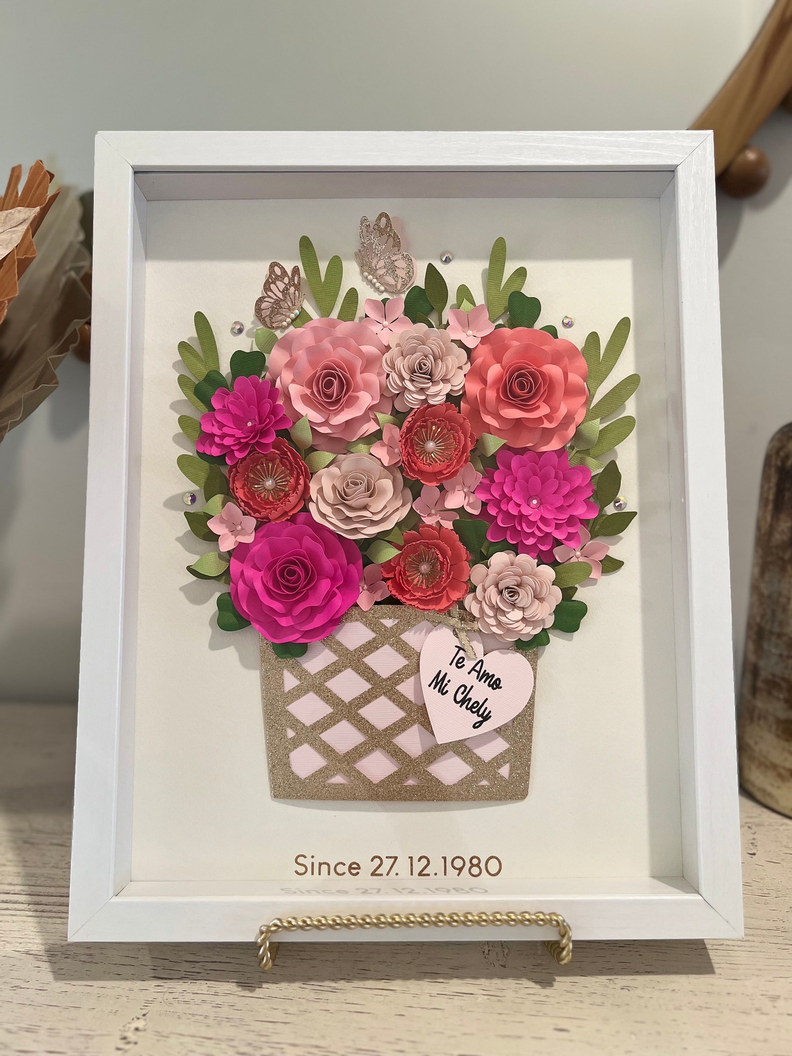 Paper Flowers Bouquet Shadow Box - Etsy