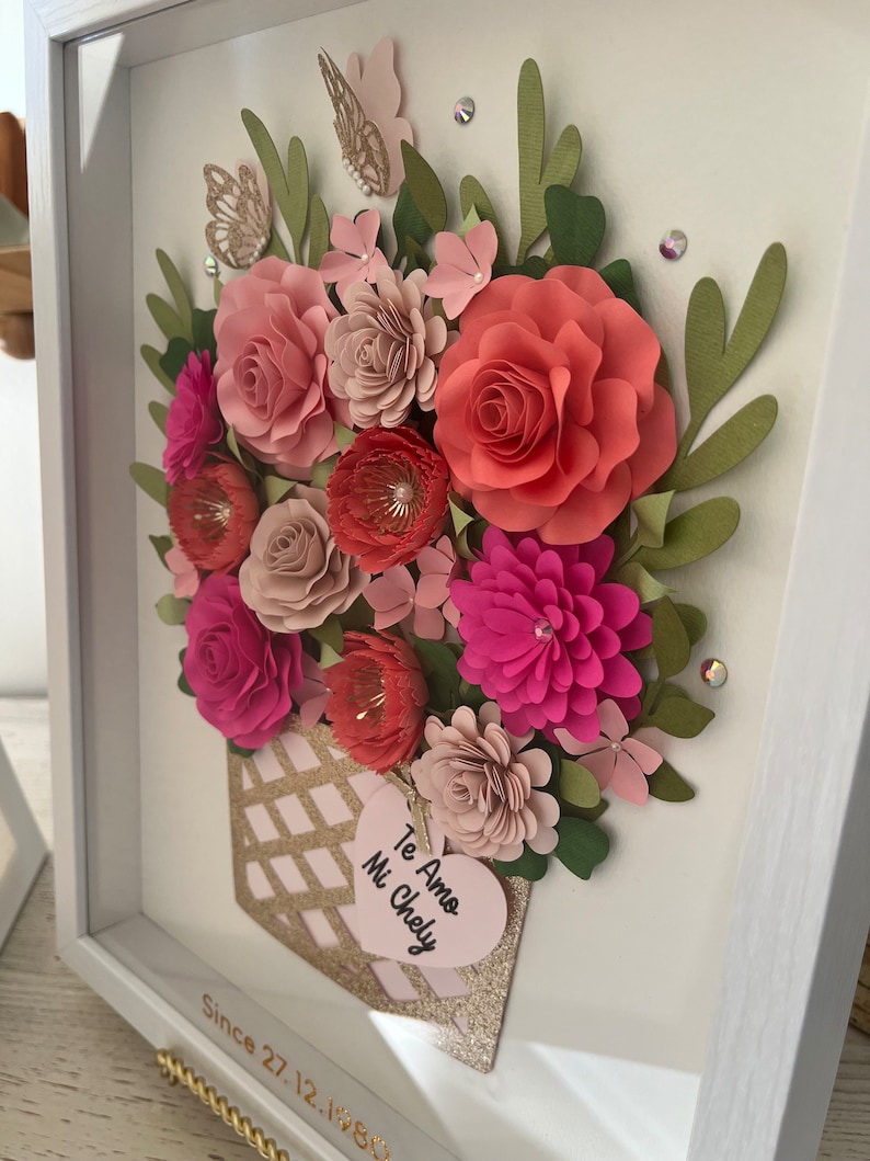 Paper Flowers Bouquet Shadow Box - Etsy