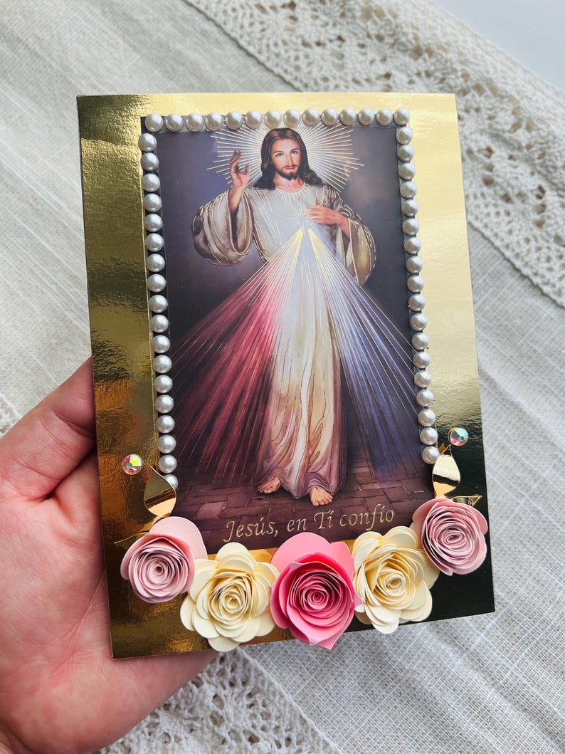 6x8 Inches Jesus Christ Frame With Paper Flowers Wall Decoration - Etsy
