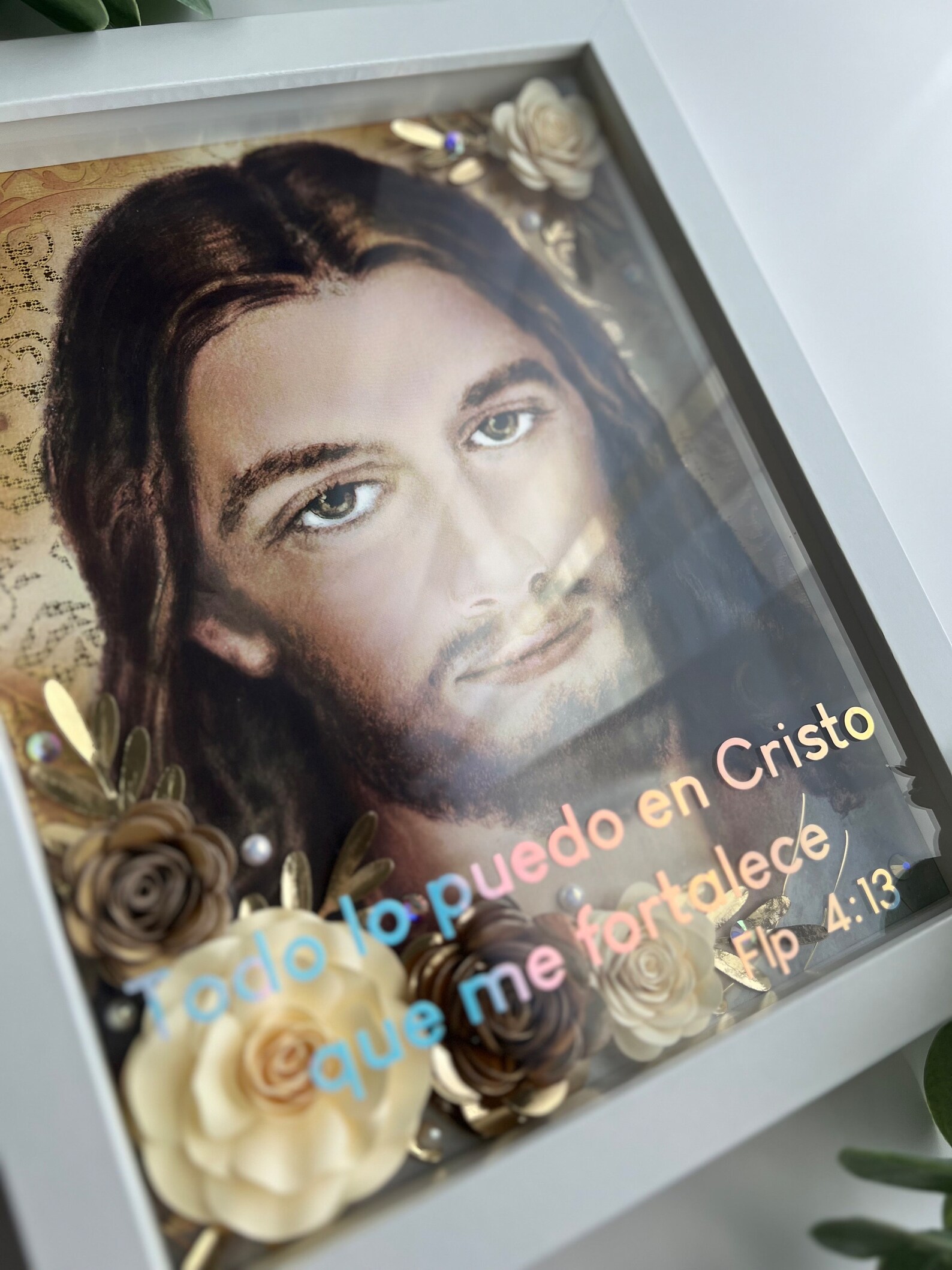 9x11 Jesus Christ Frame With Paper Flowers - Etsy