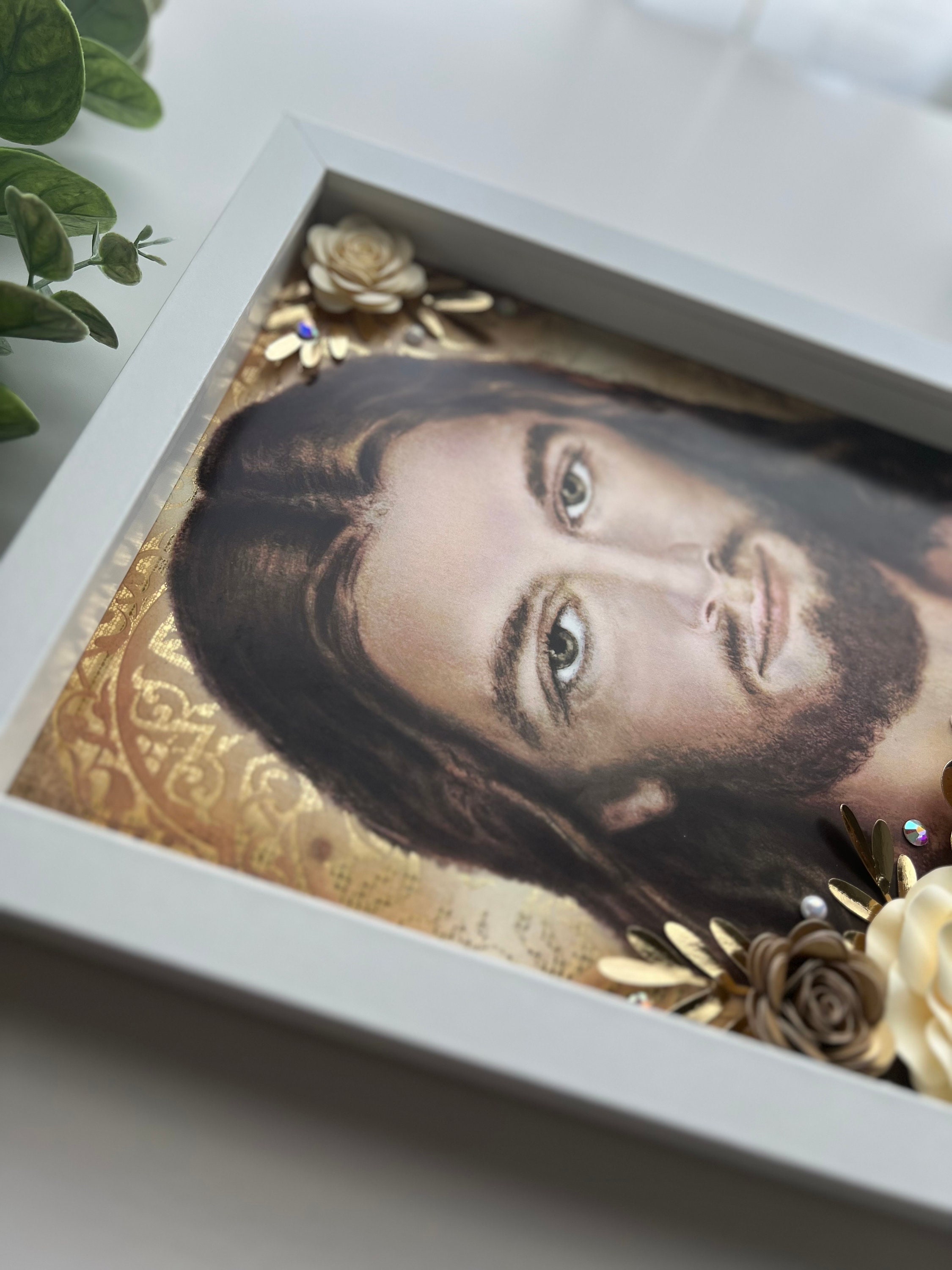 9x11 Jesus Christ Frame With Paper Flowers - Etsy