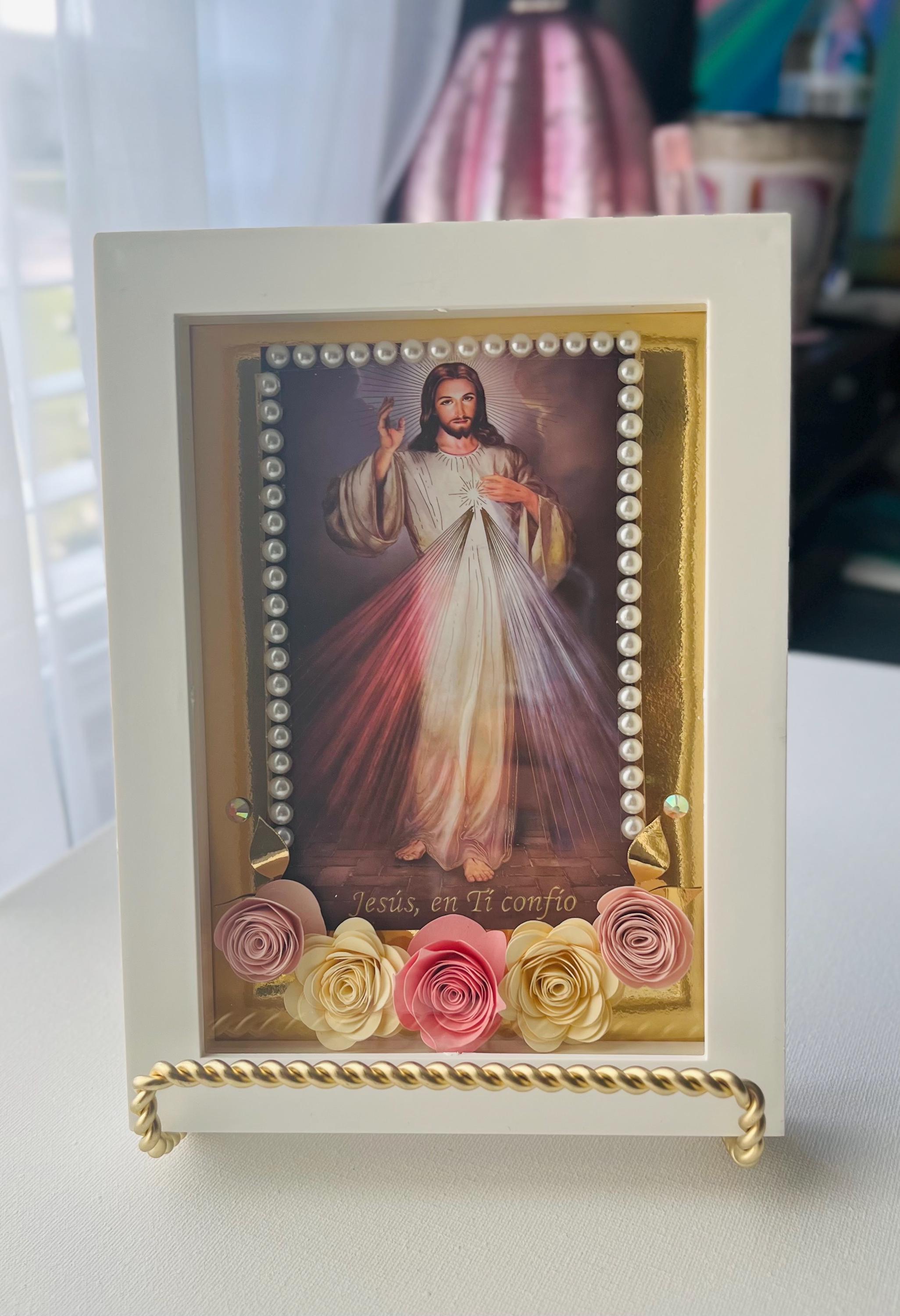 6x8 Inches Jesus Christ Frame With Paper Flowers Wall Decoration - Etsy