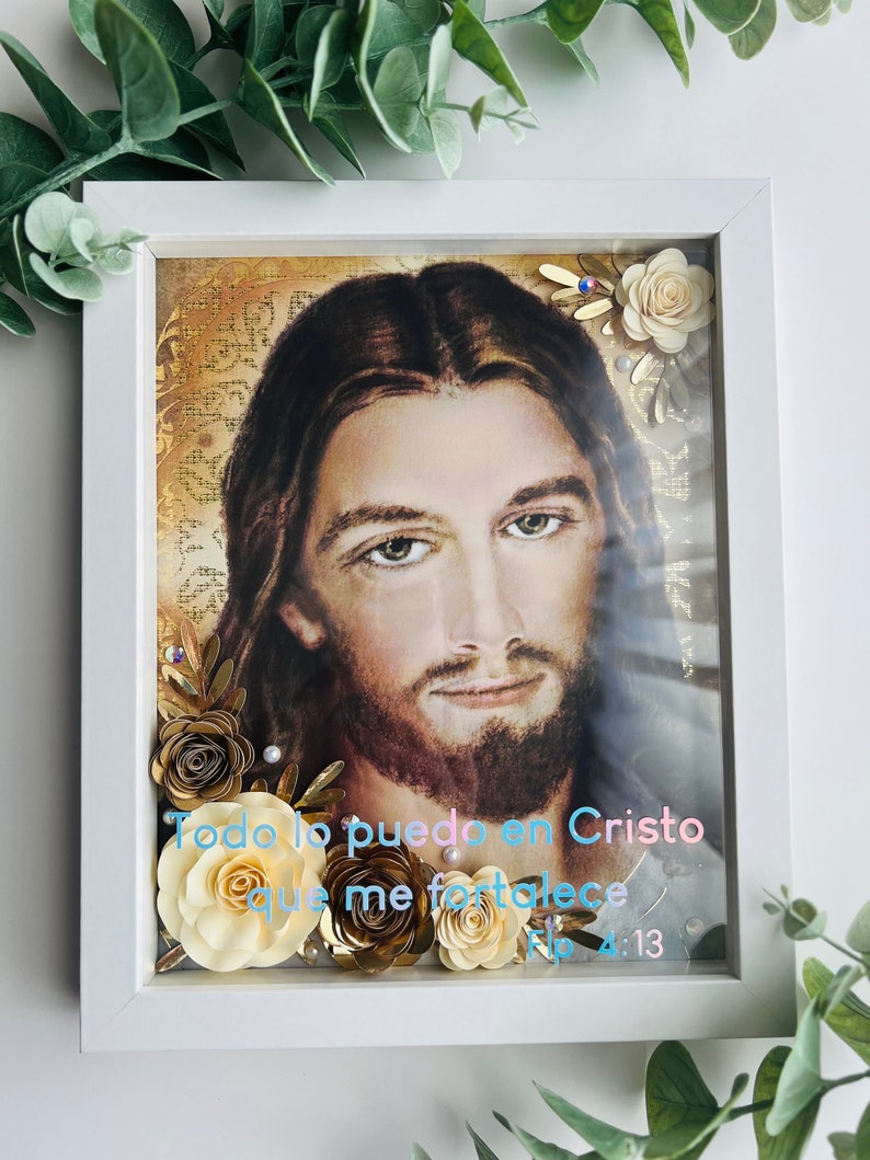 9x11 Jesus Christ Frame With Paper Flowers - Etsy