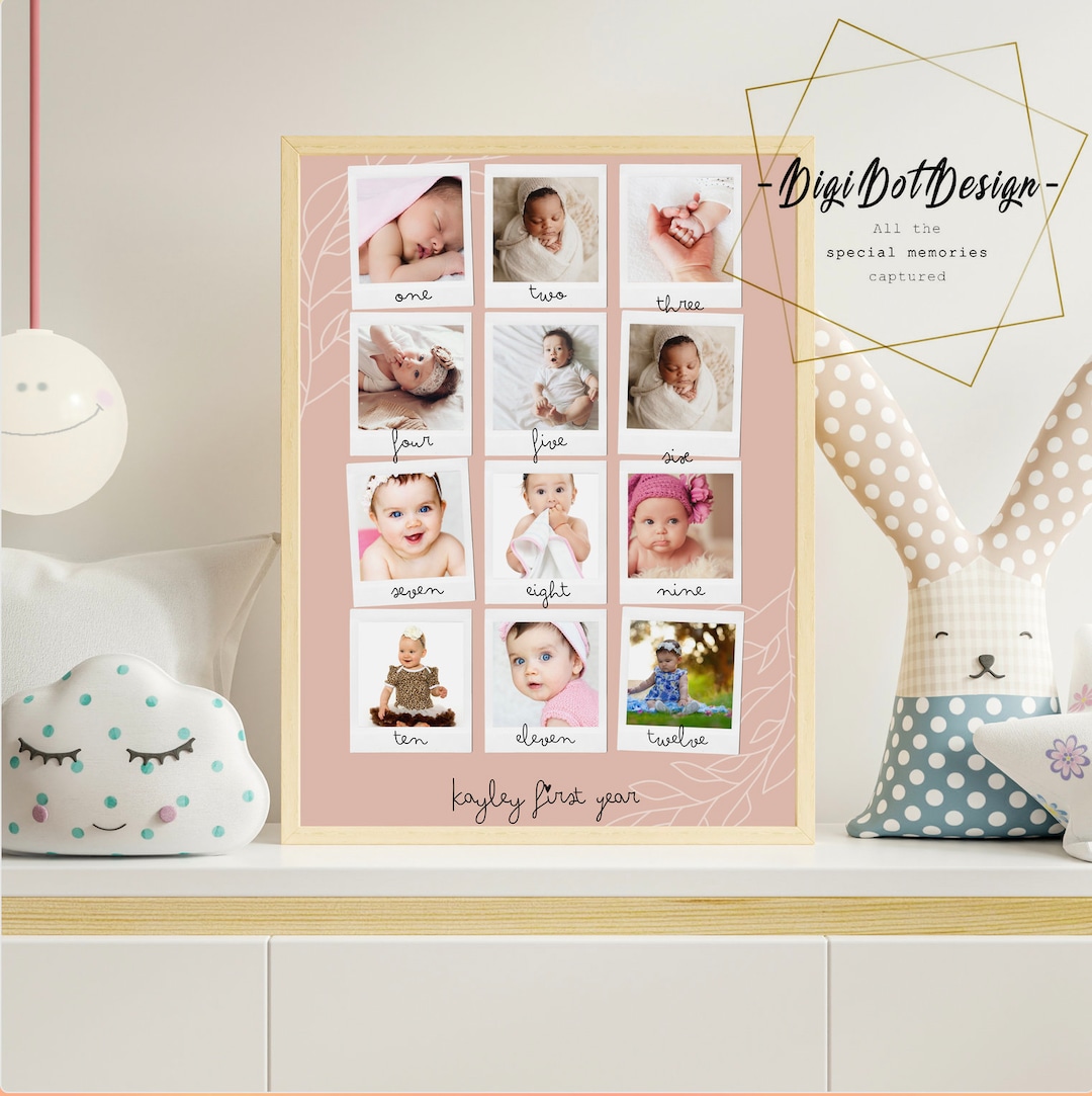 Personalised Baby First Year, Number ONE, 1 Year Old, Milestone 12 ...