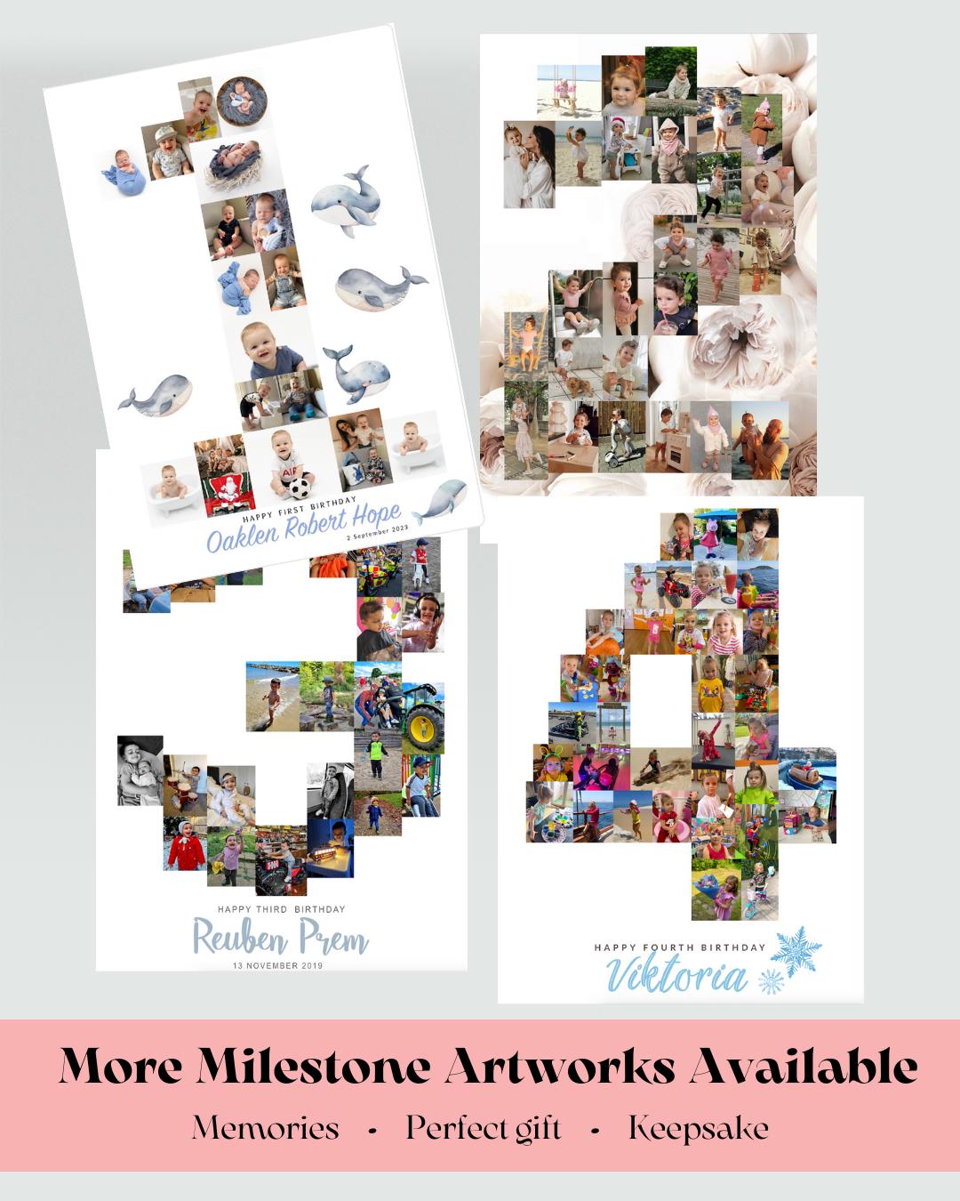 Personalised Baby First Year, Number ONE, One Year Old, Milestone 12 ...