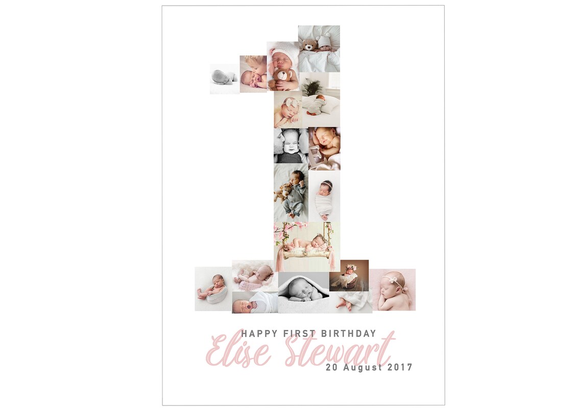 Personalised Baby First Year, Number ONE, One Year Old, Milestone 12 ...