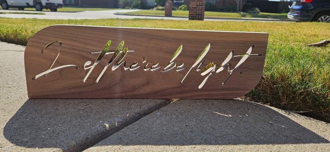 Let There Be Light Walnut Sign - Etsy