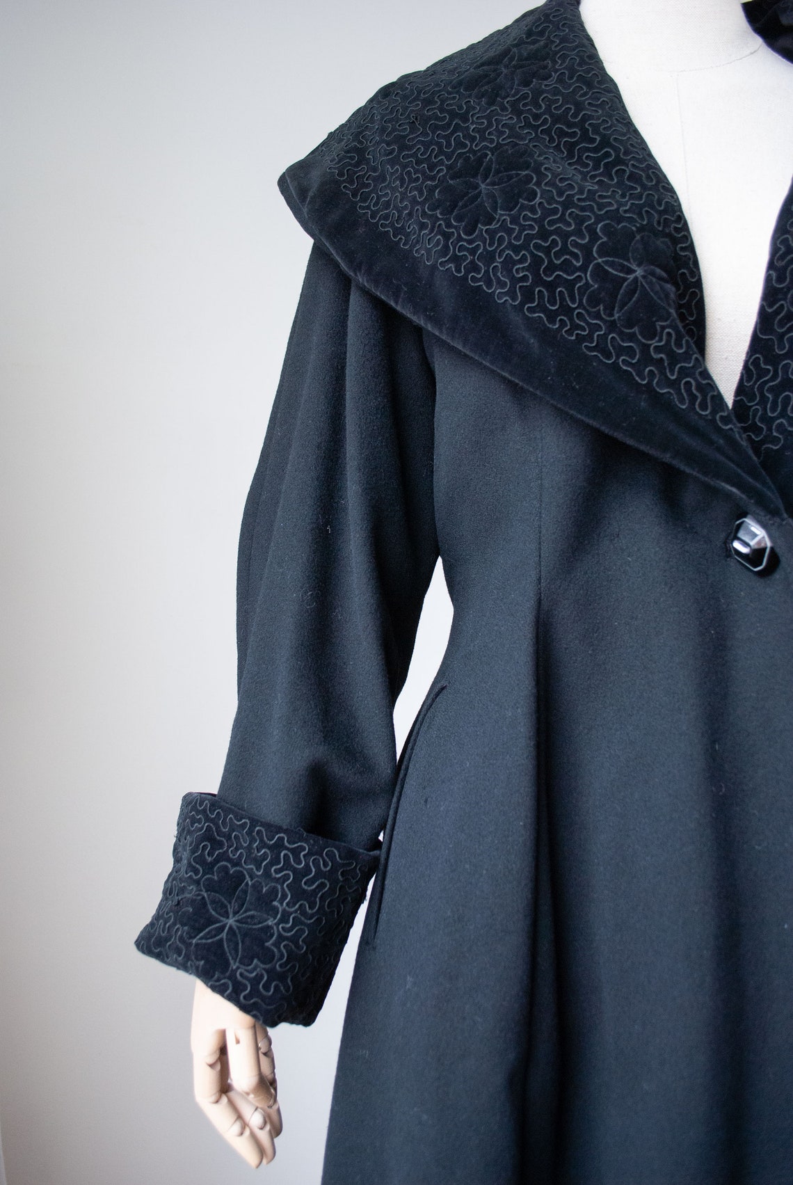 Antique 1900's Edwardian Heavy Princess Line Coat With Cord Embroidery ...