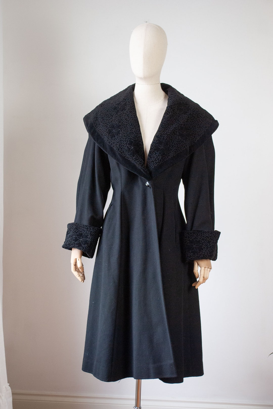 Antique 1900's Edwardian Heavy Princess Line Coat With Cord Embroidery ...