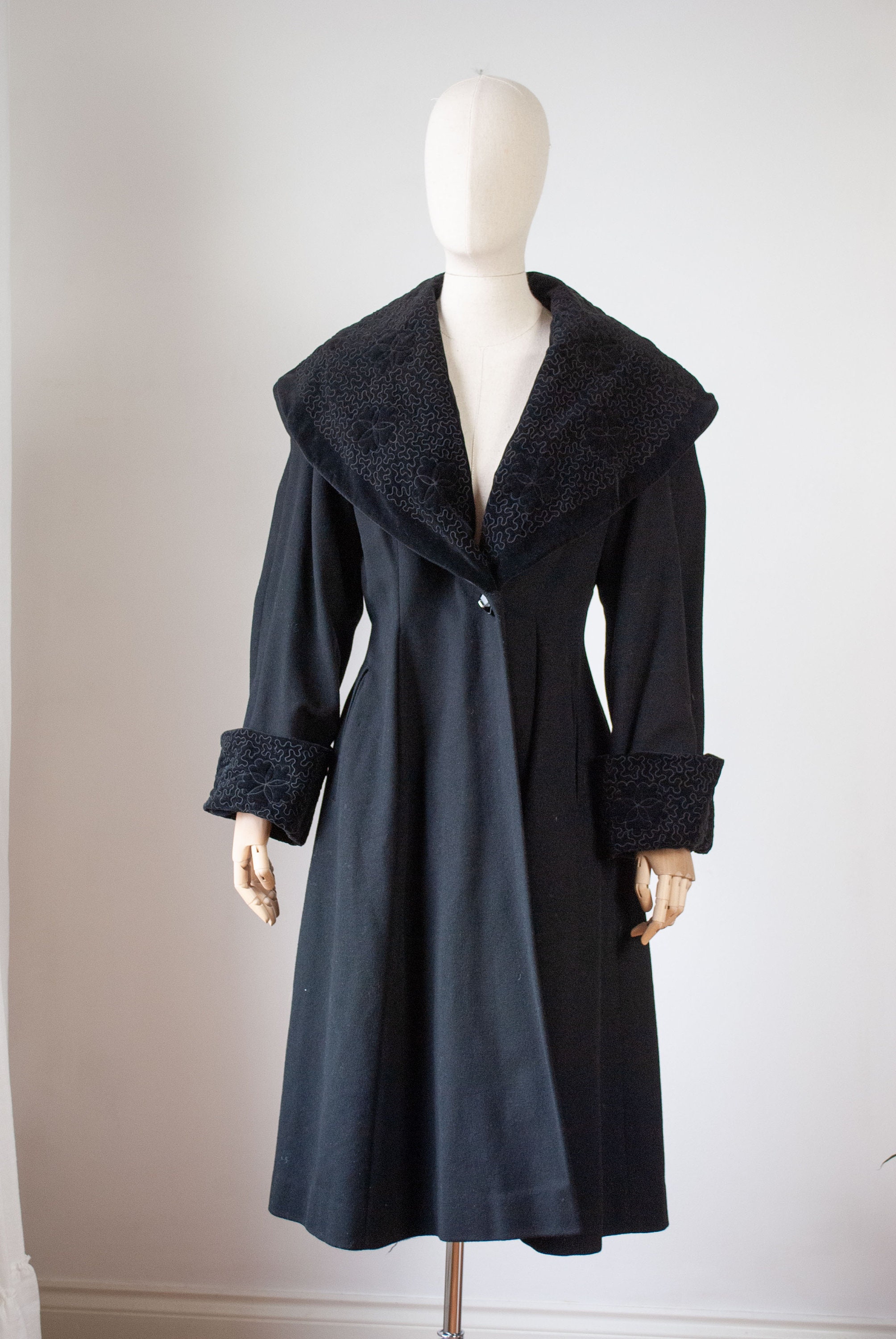 Antique 1900's Edwardian Heavy Princess Line Coat With Cord Embroidery ...