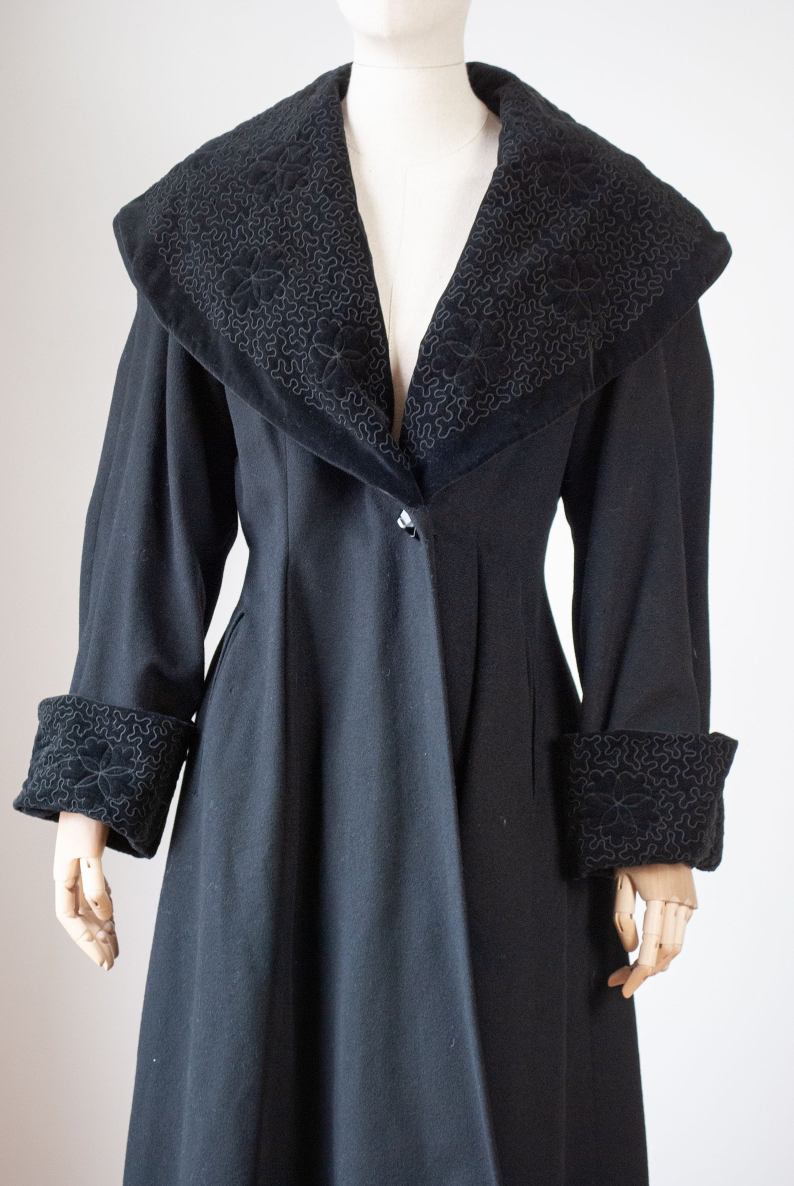 Antique 1900's Edwardian Heavy Princess Line Coat With Cord Embroidery ...