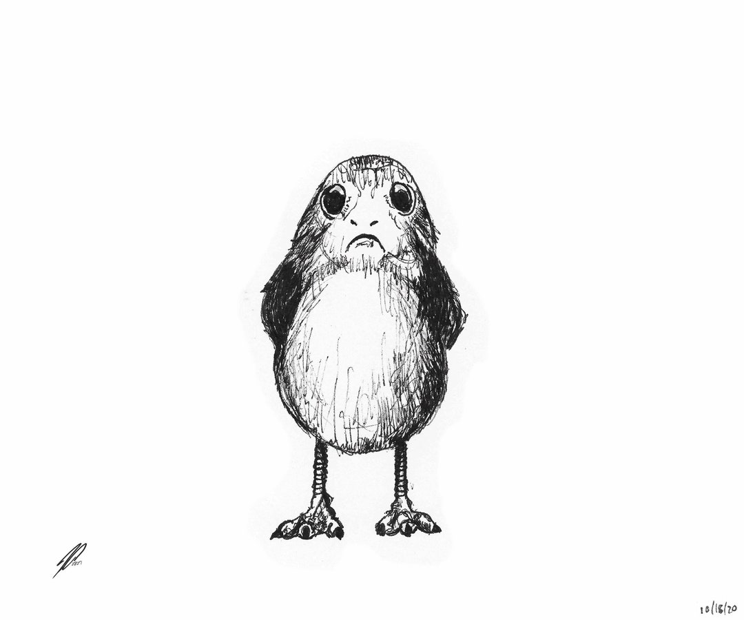 Porg - Star Wars Drawing, Digital, Printable, Star Wars Instant ...