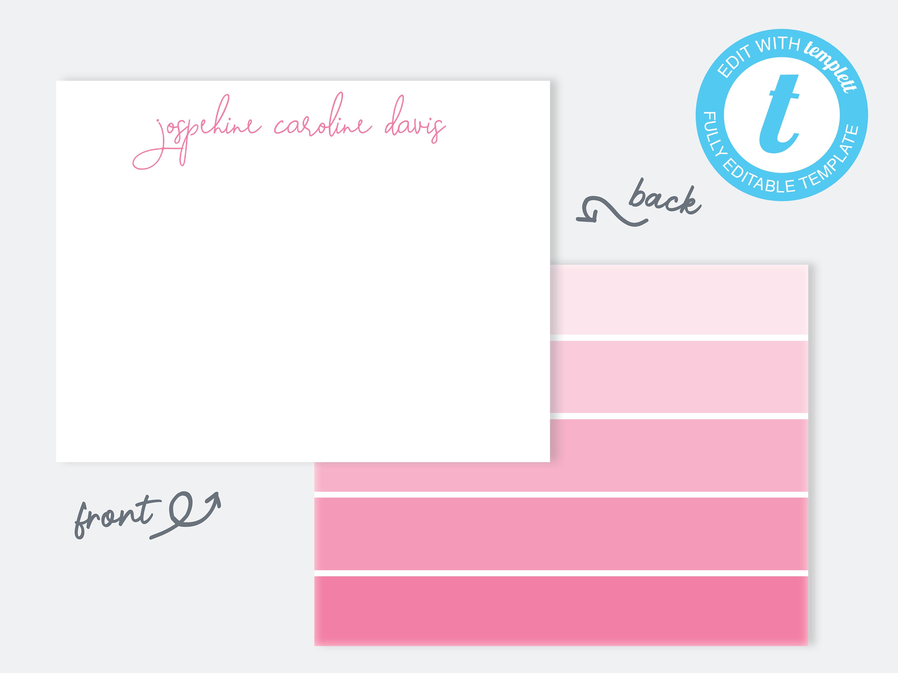 Note Card Template/printable Stationery/custom Notecard/personalized ...