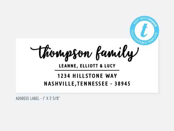 Custom Family Printable Return Address Label Template Digital | Etsy