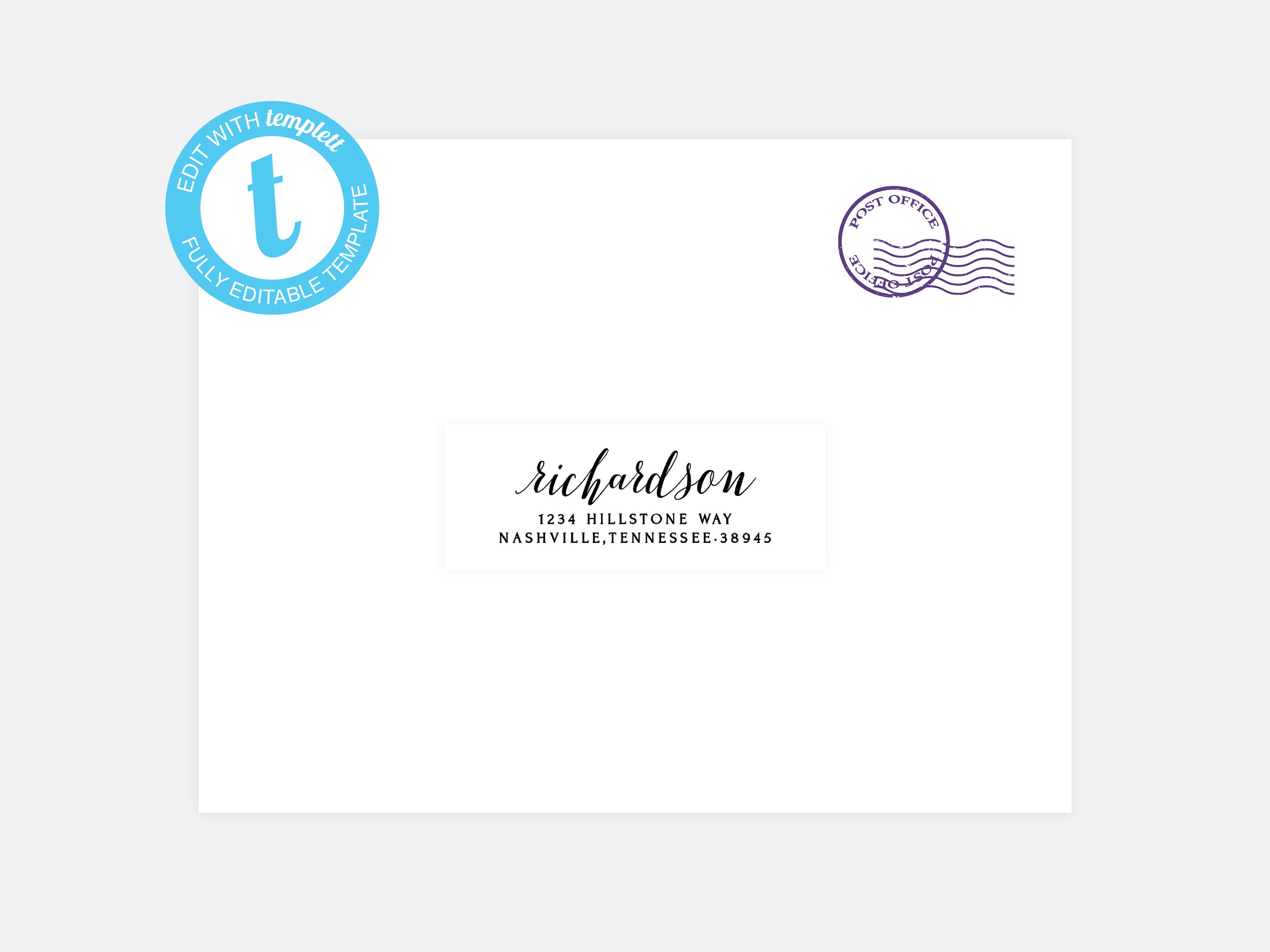 Minimal Return Address Label Template for Envelopes/digital Download ...