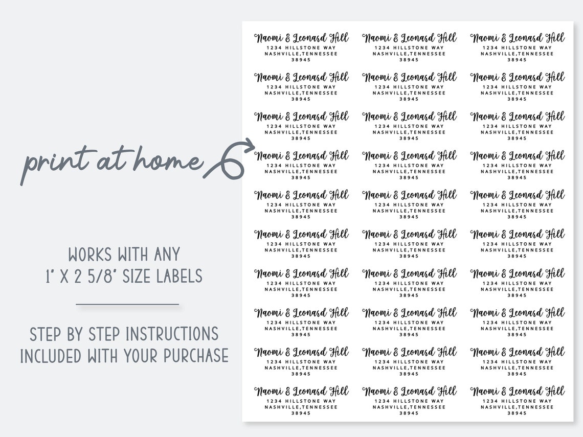Custom Printable Return Address Label Template Digital Download/instant ...