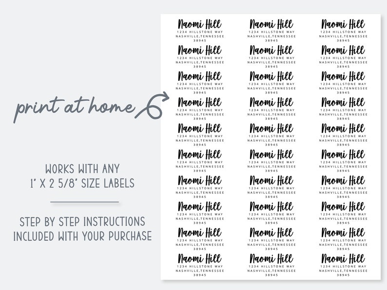 Editable Address Label Template: Wedding Party Mailing Sticker (digital ...