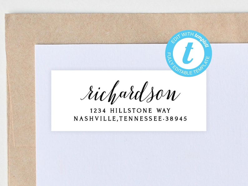 Minimal Return Address Label Template for Envelopes/digital Download ...